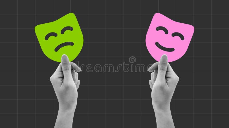 Hand Holding Opera Mask with Sad and Happy Expression, Comedy and ...