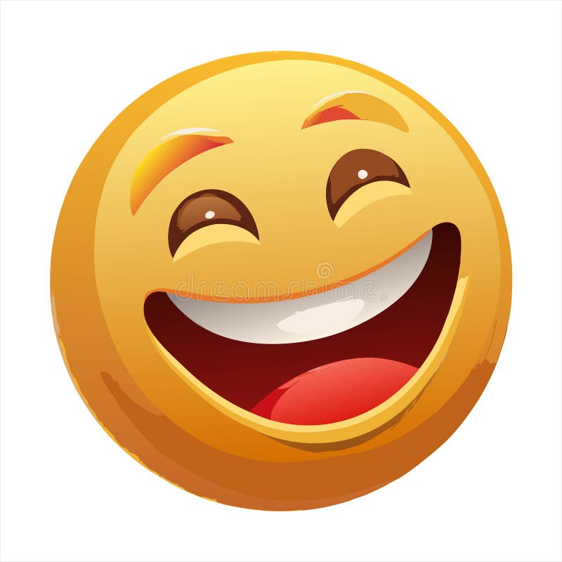 Glossy 3d Smiling Emoji with Realistic Reflections. High-resolution ...