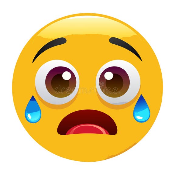 Hyper-realistic Crying Emoji. 3D-rendered Sad Face with Glossy Tears ...