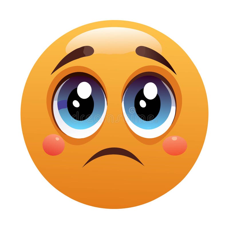 Hyper-realistic Sad Emoji with Teary Eyes. 3D Glossy Sad Emoji with ...
