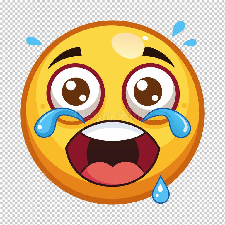 Crying Emoji with Exaggerated Facial Expressions. Sad Cartoon Emoji ...