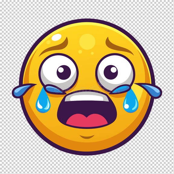 Crying Emoji with Exaggerated Facial Expression. Cartoon-style Wailing ...