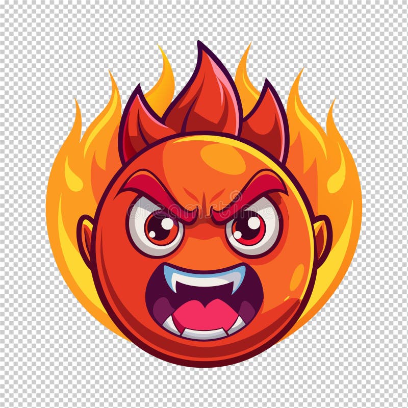 Angry Emoji with Steam and Flames. Cartoon Angry Face Vector. Intense ...