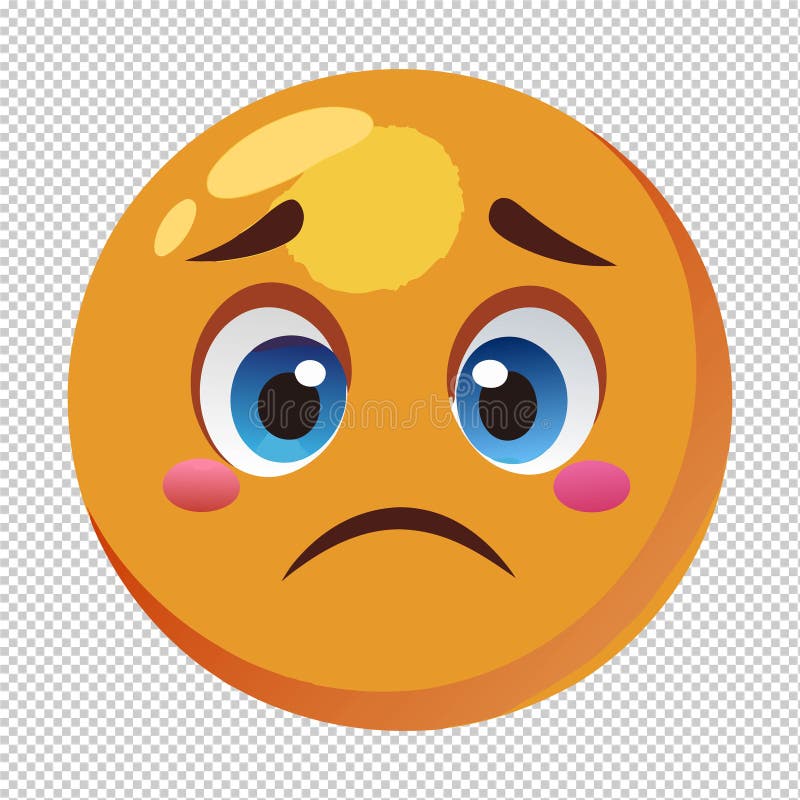 Sad Emoji with Glossy Eyes and Tears. Sad Emoticon with Quivering Mouth ...