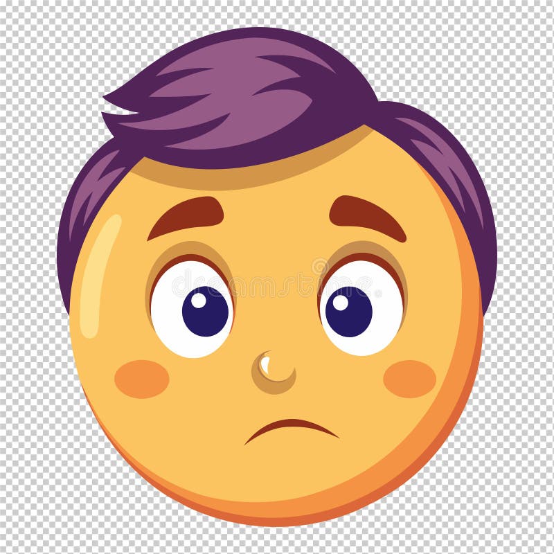 Confused Emoji with Expressive Facial Features. Hand-drawn Semi ...