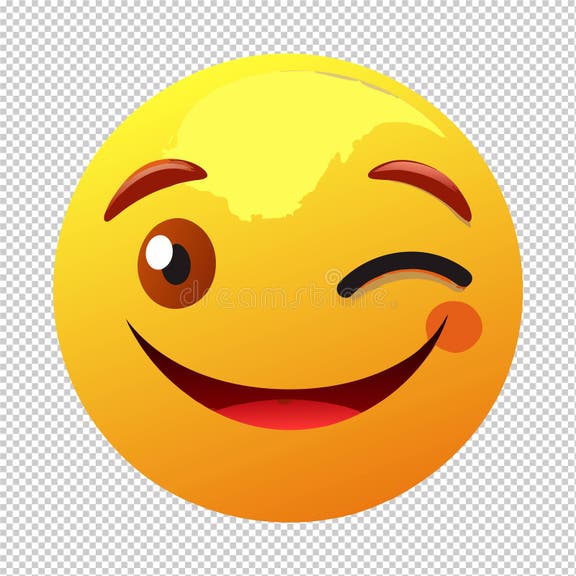 Winking Golden-yellow Emoji with Glossy Finish. Playful Emoji with One ...