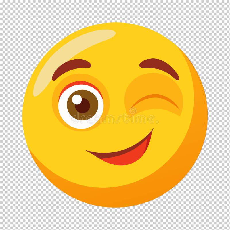 Soft Winking Emoji Illustration. Playful Semi-realistic Wink Emoji ...