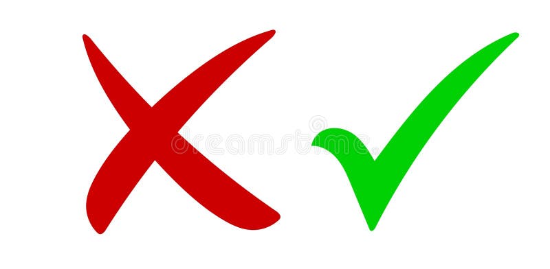 Green Check Mark, Red Cross, Stock Vector - Illustration of check ...
