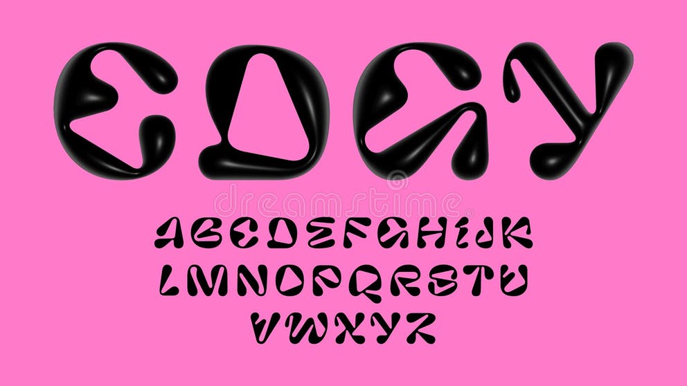 Bubbly Alphabet Inflated Font Set Isolated on Pink Background Stock ...