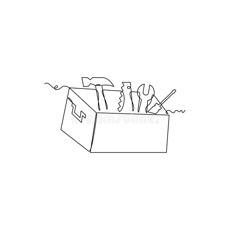 One Line Art Tool Box Vector Illustration Stock Vector - Illustration ...