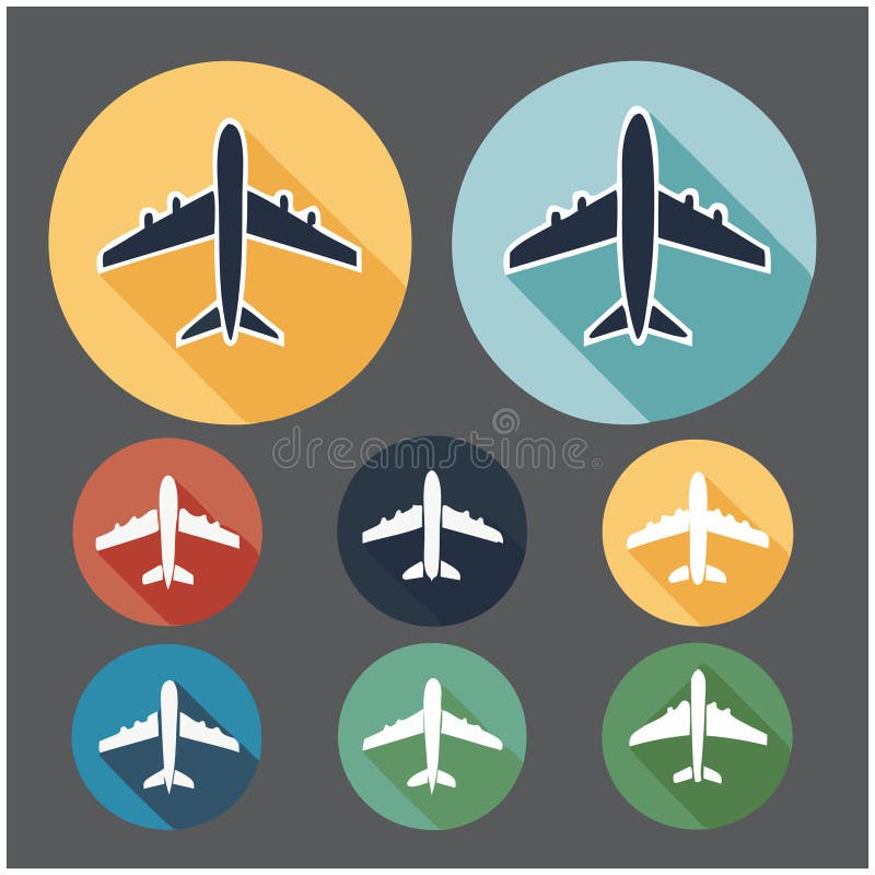 An Icon Set Featuring Airplanes and Travel-related Symbols, Designed in ...