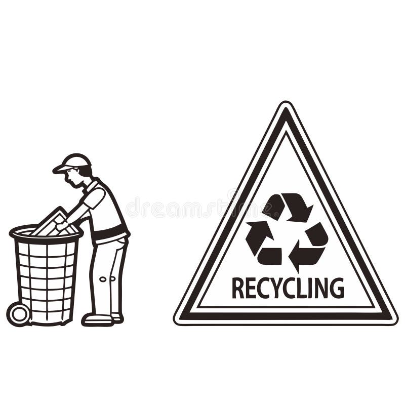 A Man is Disposing of Waste into a Recycling Bin, Promoting ...