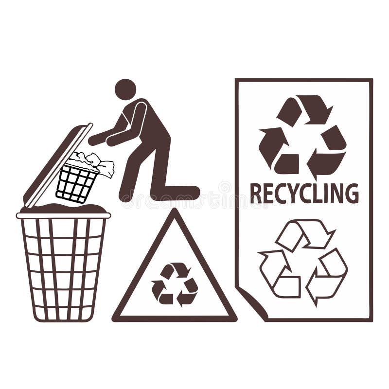 A Man Contributes To Recycling Efforts by Placing Waste into a ...