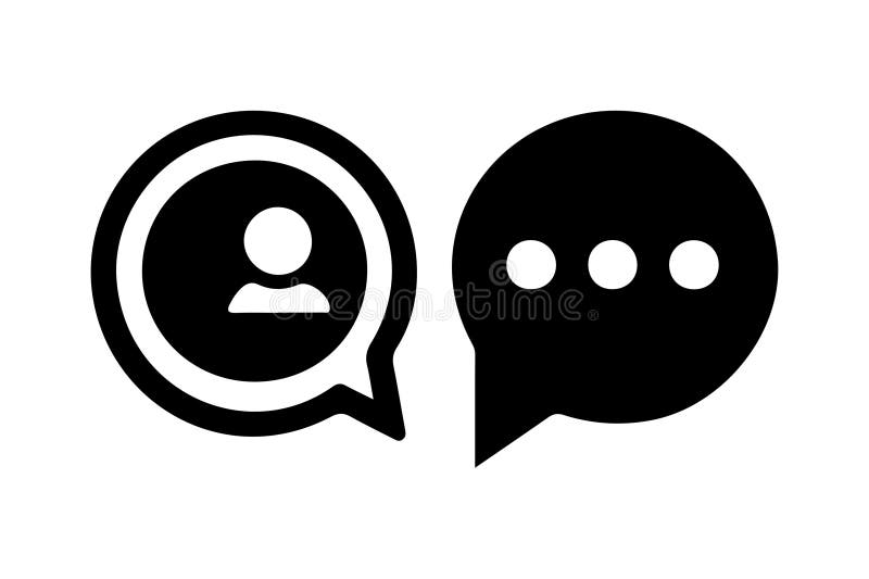 Two Black-and-white Speech Bubble Icons on a White Background. Stock ...