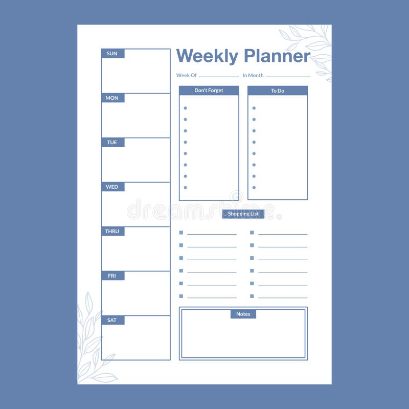 Minimal Weekly Planner Template Vector Stock Vector - Illustration of ...