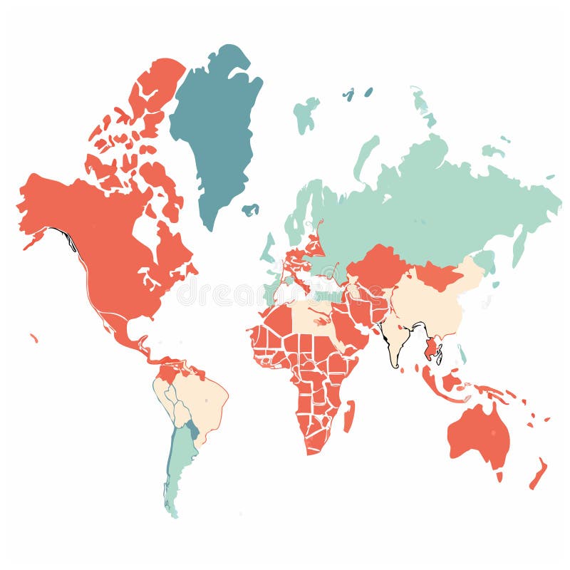Colorful World Map Vector Illustrations Stock Vector - Illustration of ...