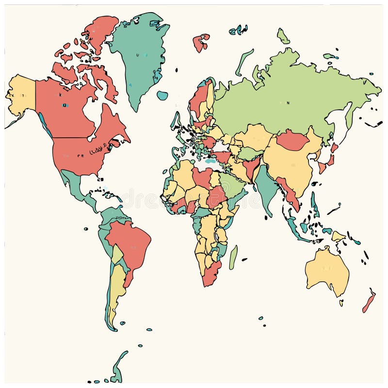 Colorful World Map Vector Illustrations Stock Vector - Illustration of ...