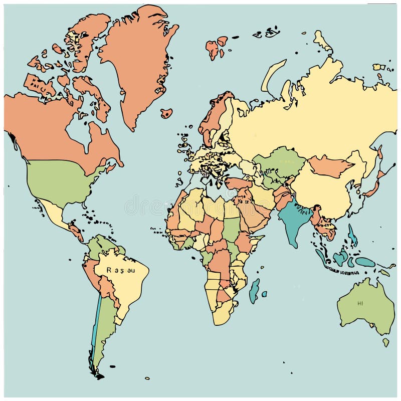 World Map Showing All Countries World Map Country Names Vector Stock