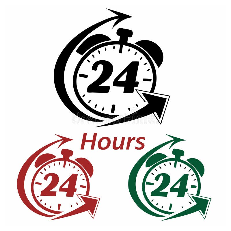 A Set of Vector Illustrations Depicting Various 24-hour Clock Icons in ...