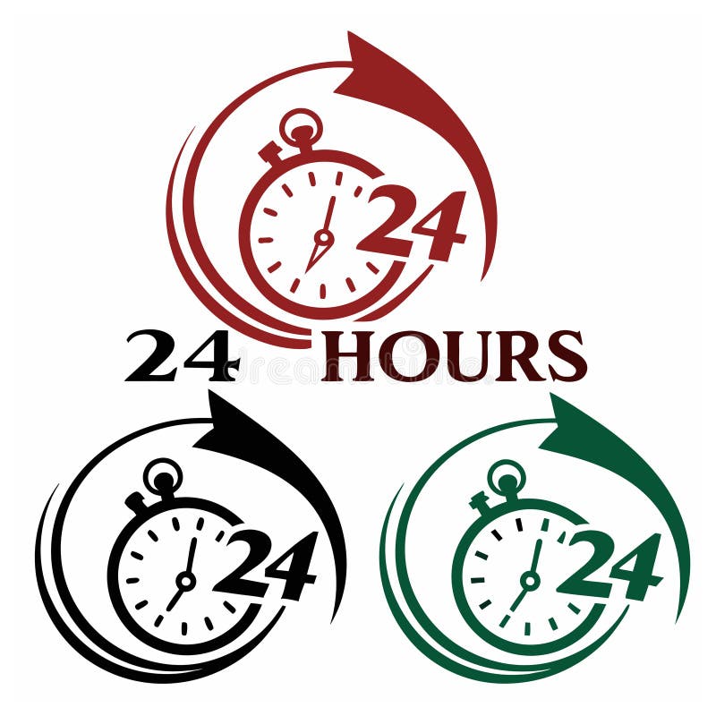 A Compilation of Vector Illustrations Featuring 24-hour Clock Icons ...