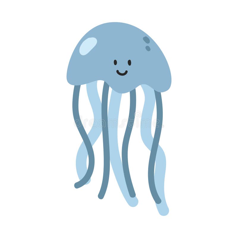 Jellyfish Cartoon Clipart. Cute Blue Compass Jellyfish Vector ...