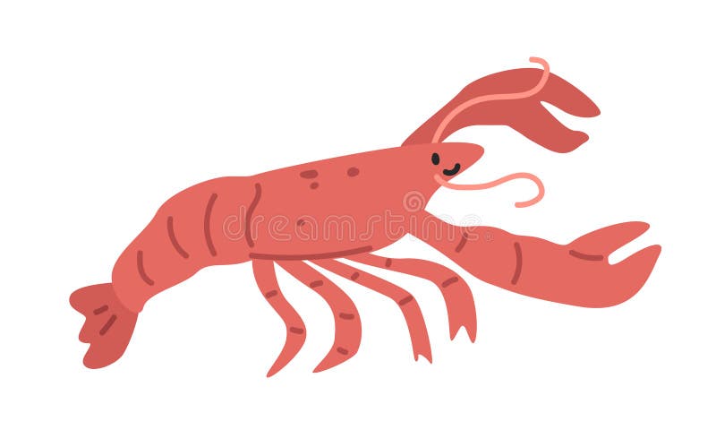 Red Lobster Cartoon Clipart. Cute Lobster with Two Big Claws Vector ...