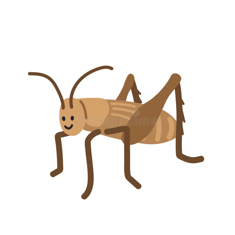 Cricket Insect Cartoon Clipart. Cute True Cricket (Gryllidae) Vector ...