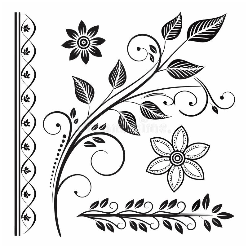 Floral Design Elements Illustration Variety of Colors and Styles. Stock ...