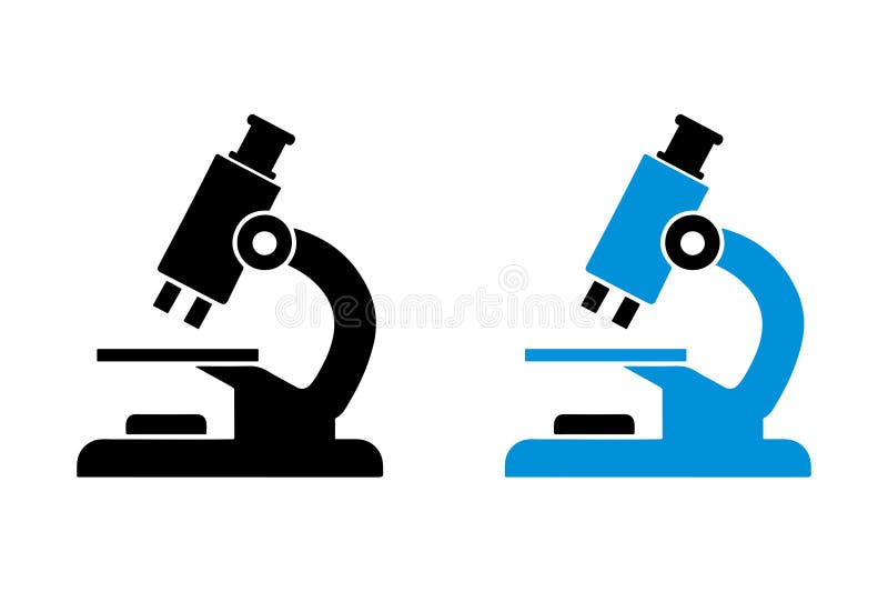 Silhouettes of Two Microscopes are Depicted in a Simple,. Stock Photo ...