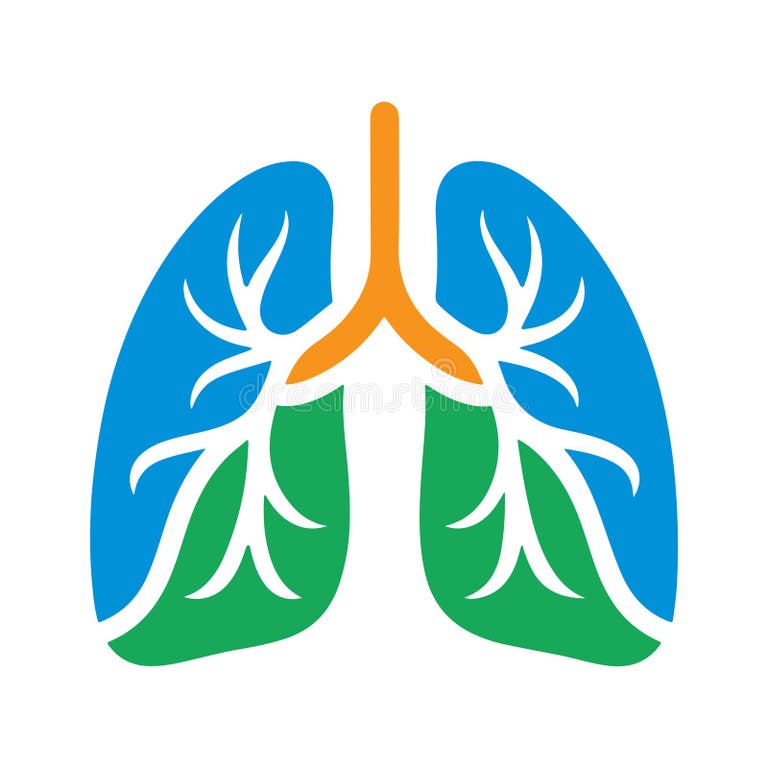 Stylized Representation of Lungs Featuring Blue and Green Sections ...