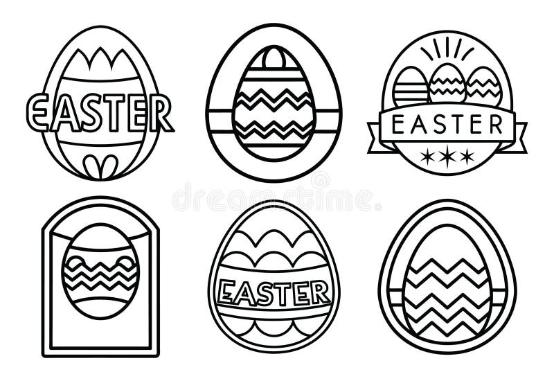Best Happy Easter Icon Set Line Art Vector Illustration Stock ...