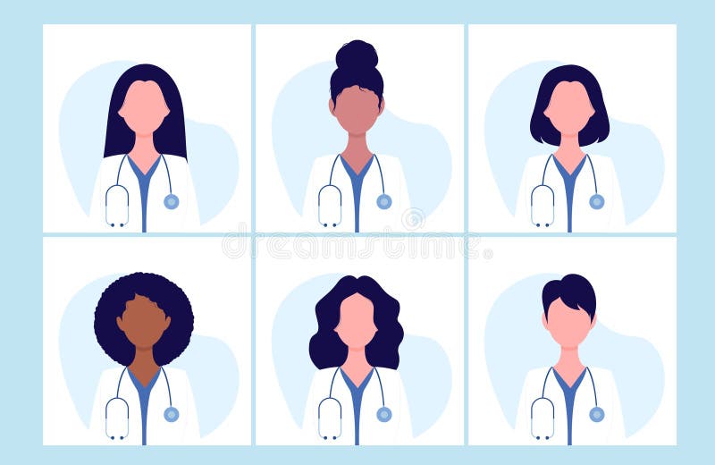 Vector Portrait of Female Doctors of Different Nationalities. Stock ...
