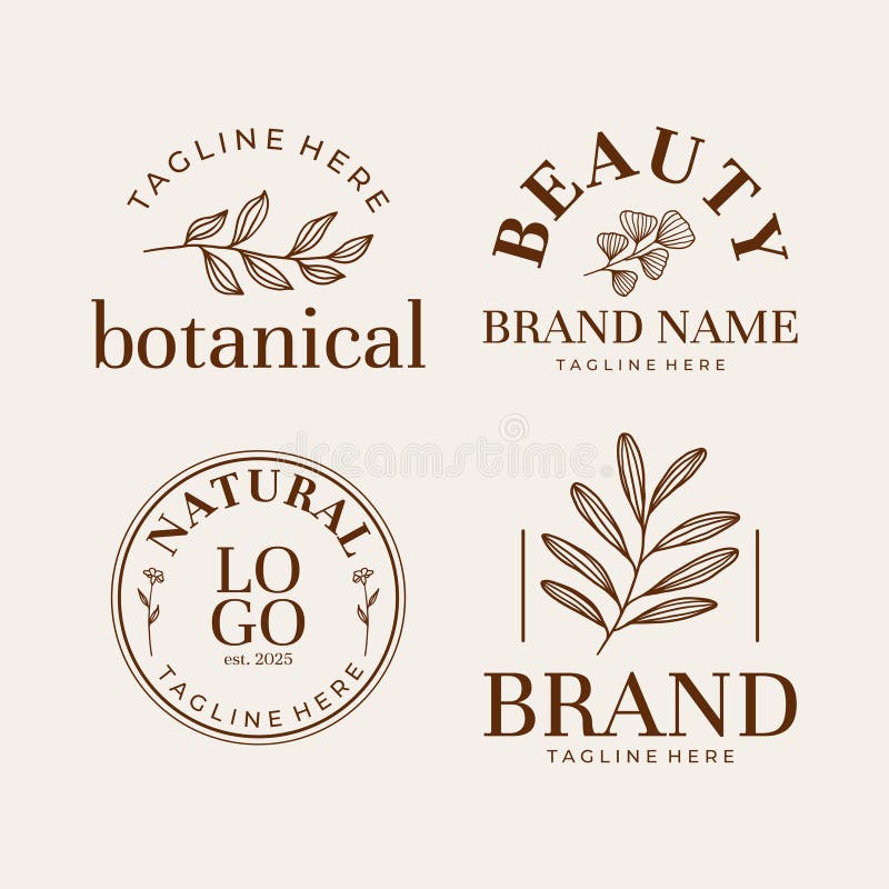 A Minimal Botanical Logo in Line Art Vector Style Stock Illustration ...