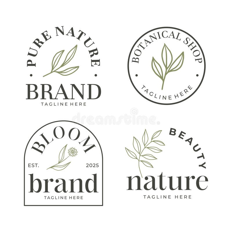 A Minimal Botanical Logo in Line Art Vector Style Stock Illustration ...