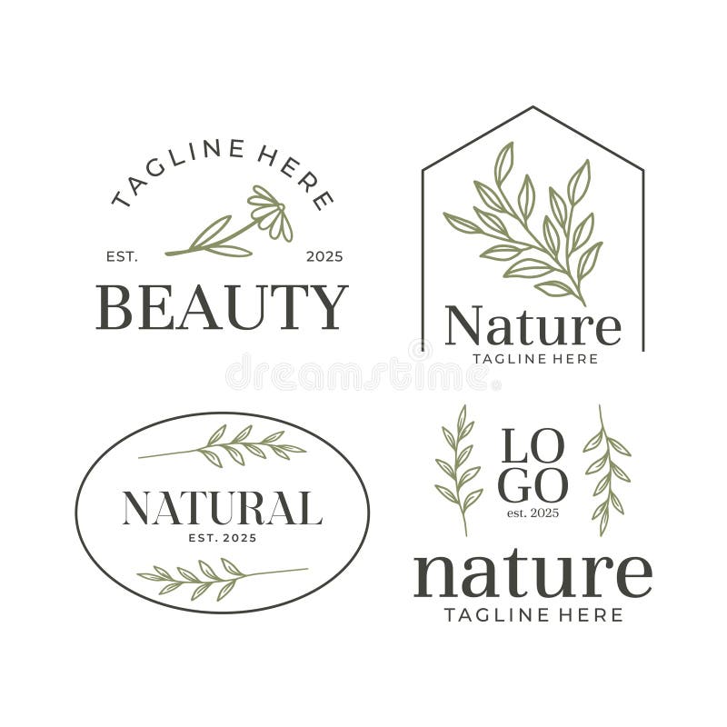 A Minimal Botanical Logo in Line Art Vector Style Stock Illustration ...