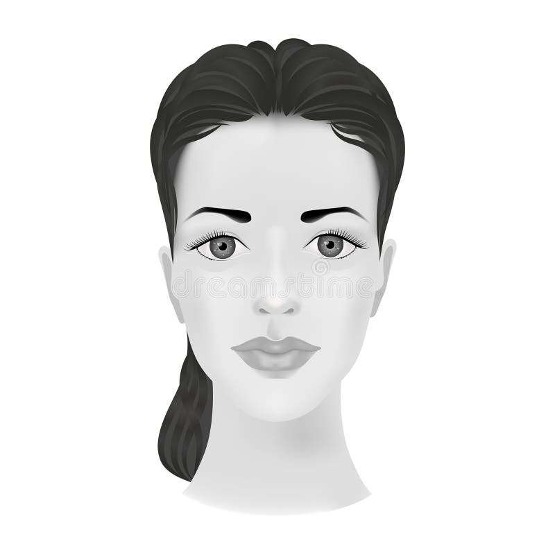 Black and White Girl Head with Face. Realistic Chart Stock Vector ...