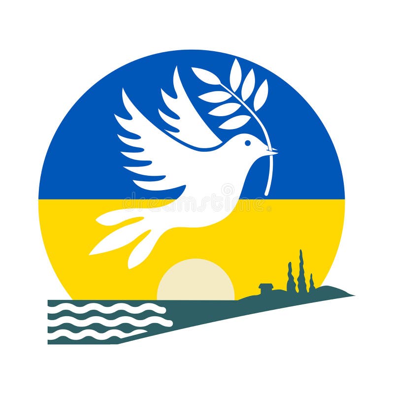 Emblem with Ukrainian Flag and Dove of Peace. Conceptual Idea on the ...