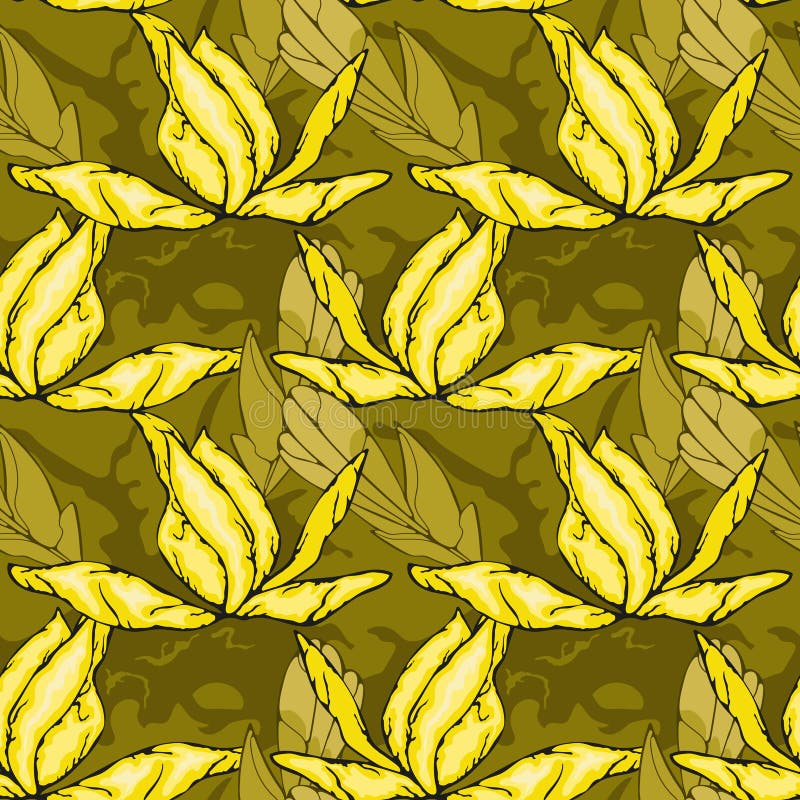 Gold Yellow Flowers. Fancy Pattern for Print, Banner Stock Vector ...