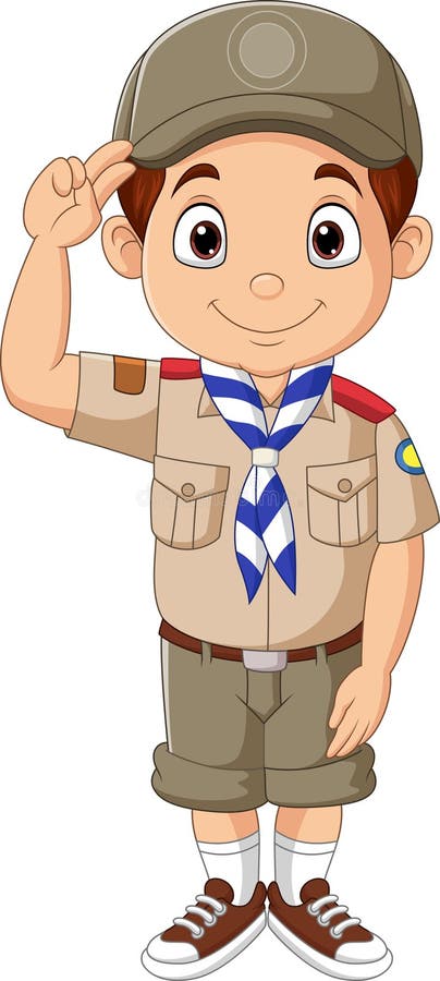 Cartoon of a Happy Boy Scout Kid Saluting Stock Vector - Illustration ...