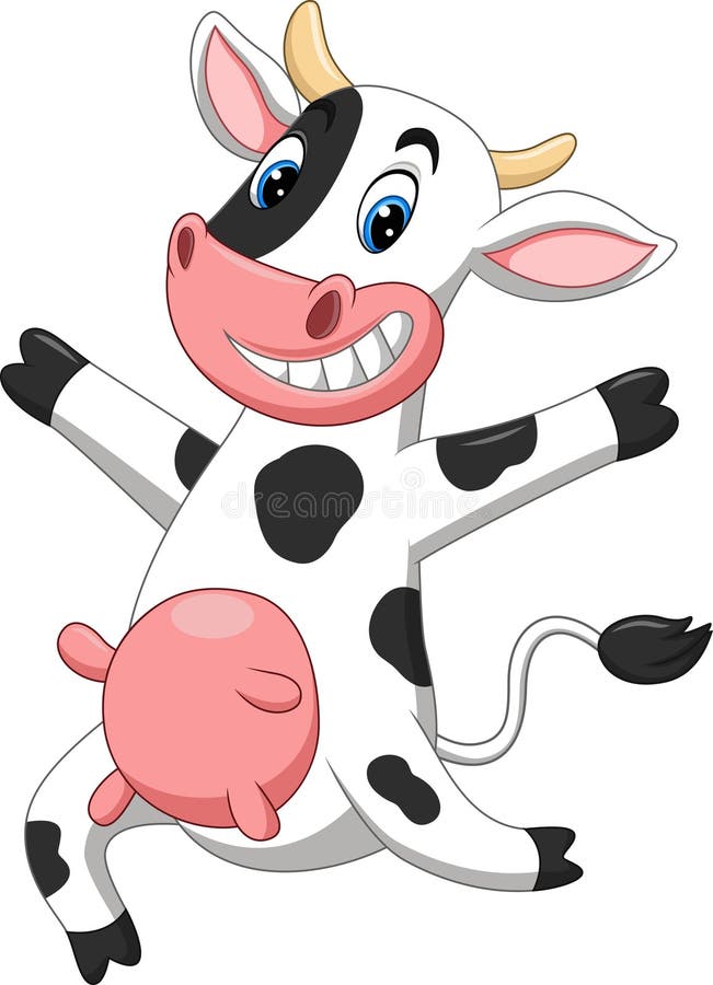 Illustration of a Cartoon Happy Cow Dancing Stock Vector - Illustration ...