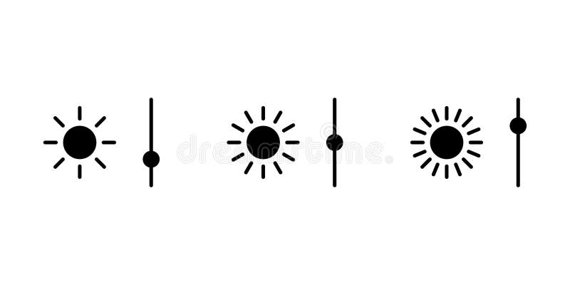 Brightness Control Icons Set. Screen Brightness and Contrast Level ...