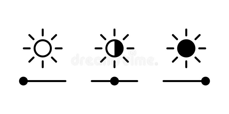 Brightness Control Icon. Brightness and Contrast Level Adjustment Icons ...
