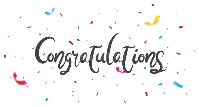 Congratulations Sign Banner with Colorful Confetti and Bunting Flags ...