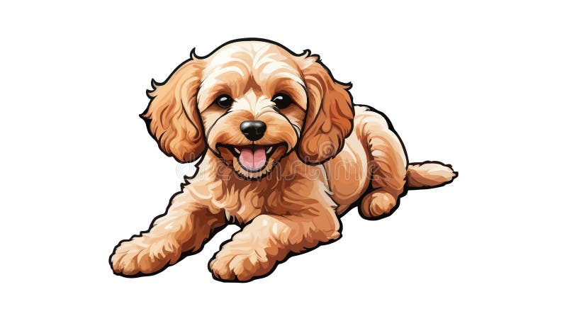 Cute Cockapoo Apricot Dog Drawing, Adorable Dog Illustration for ...