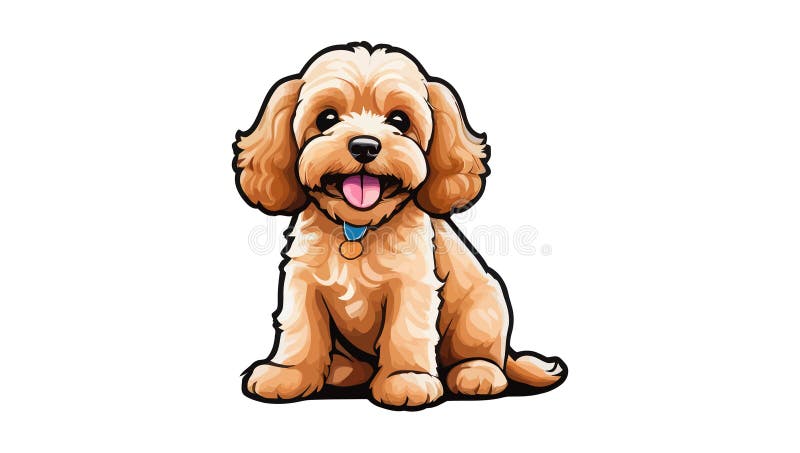 Hand-Painted Cockapoo Apricot Dog, Playful Puppy Illustration for Pet ...