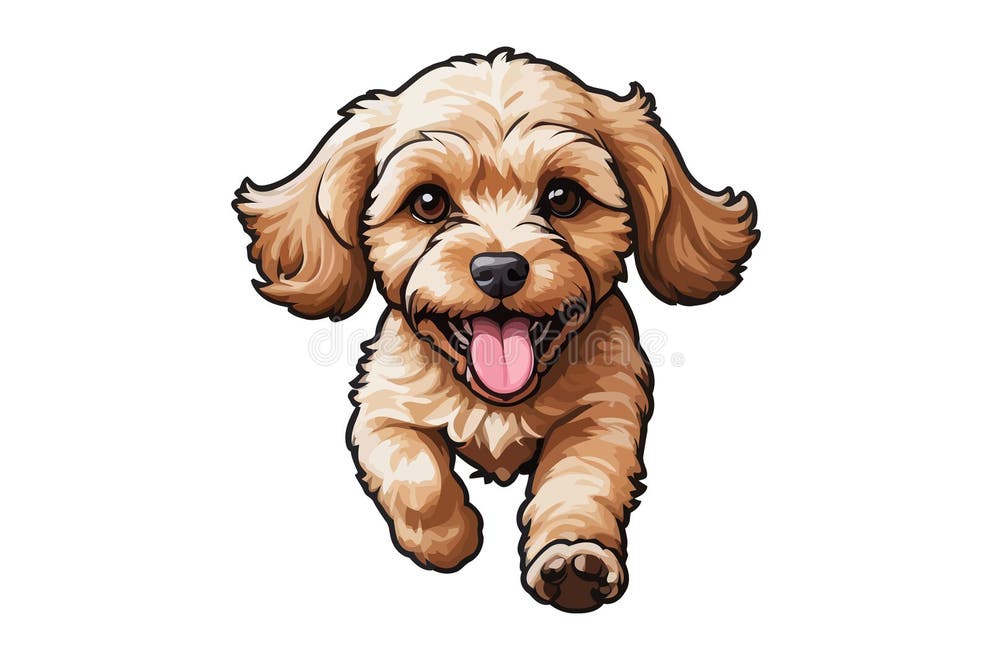 Hand-Painted Apricot Cockapoo, Adorable Dog Illustration for Creative ...