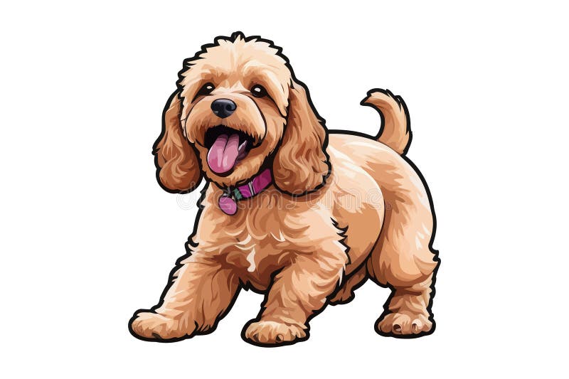 Cockapoo Apricot Puppy Wall Art, Sweet and Adorable Digital Painting ...