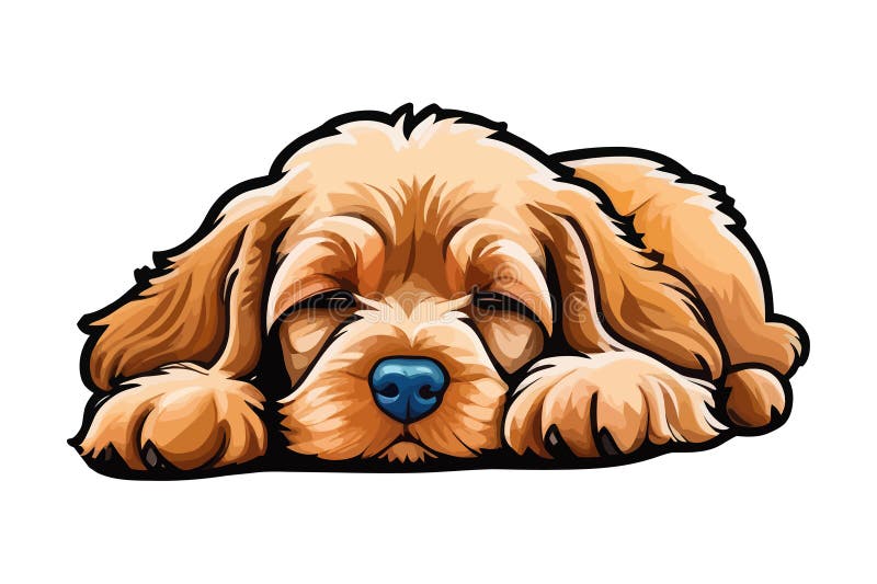 Playful Apricot Cockapoo Dog Art. Cute Puppy Drawing for Wall Prints ...