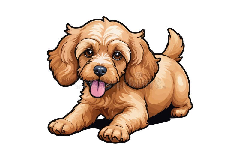 Hand Drawn Apricot Cockapoo Puppy, Cute Dog Art for Digital Download ...