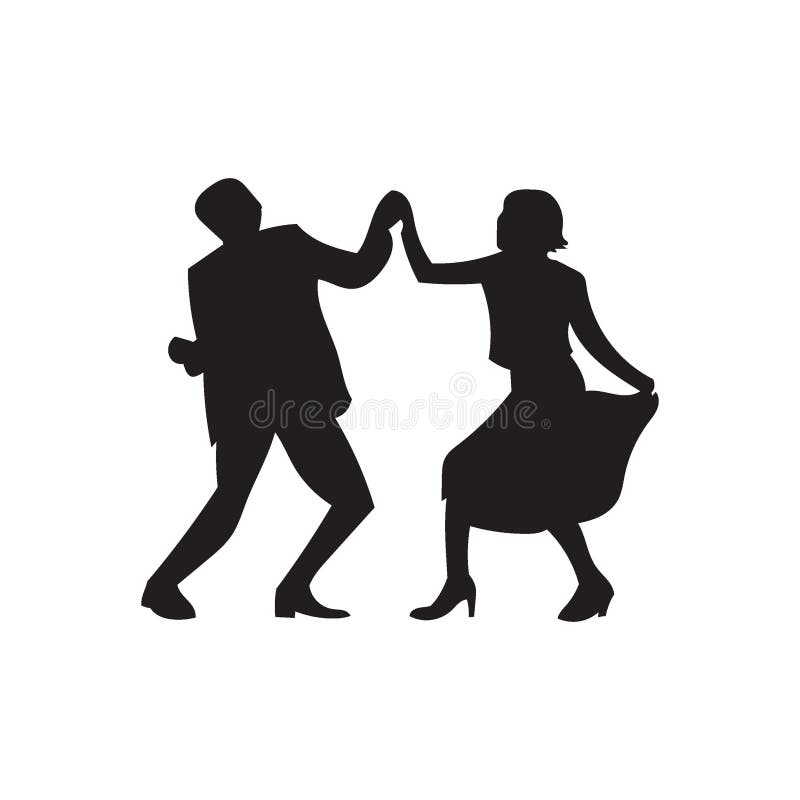 PrintSilhouette Two People Dancing on White Background Stock Vector ...